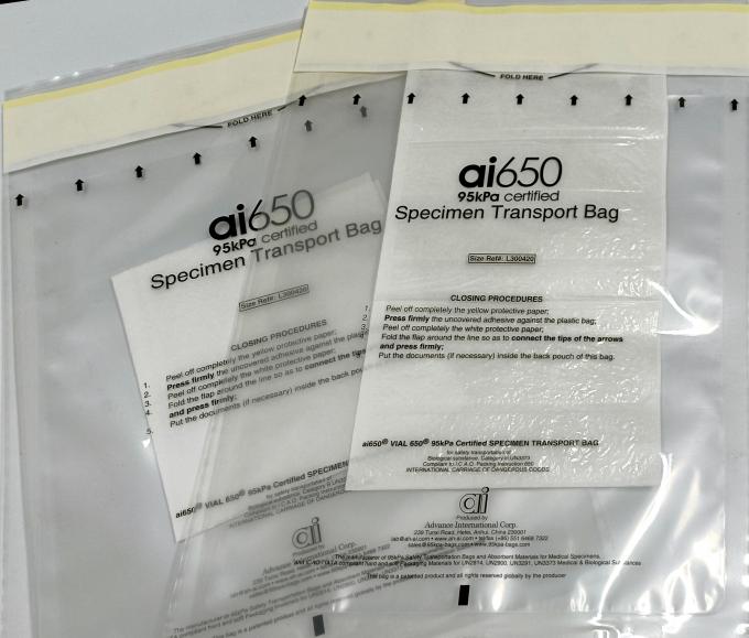 AI 650 95kpa Biohazard Specimen Bag Lab Biohazard Specimen Bags For ...