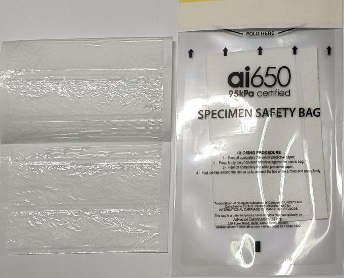 Plastic Lab Pathology 95kpa Specimen Transport Bag Medical Ziplock Sealing