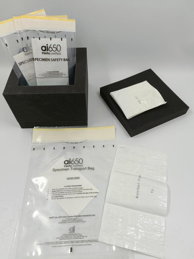 Plastic Lab Pathology 95kpa Specimen Transport Bag Medical Ziplock Sealing