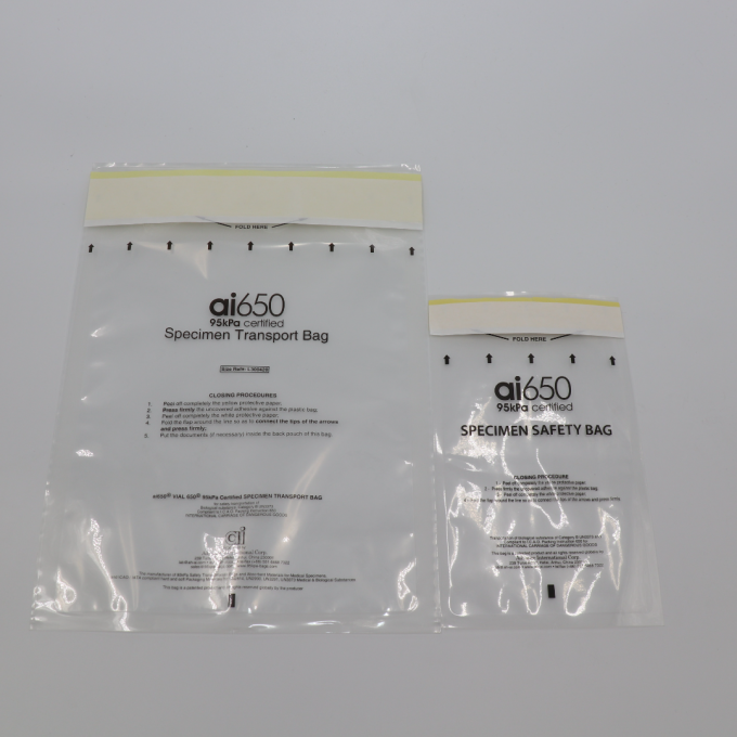 Pathology Lab Use Clear Plastic Specimen Biohazard Bags Gravure Printing