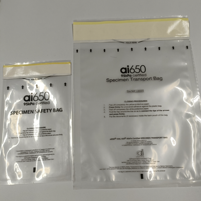 Plastic Biological Laboratory 95kpa Biohazard Specimen Bags With Pocket