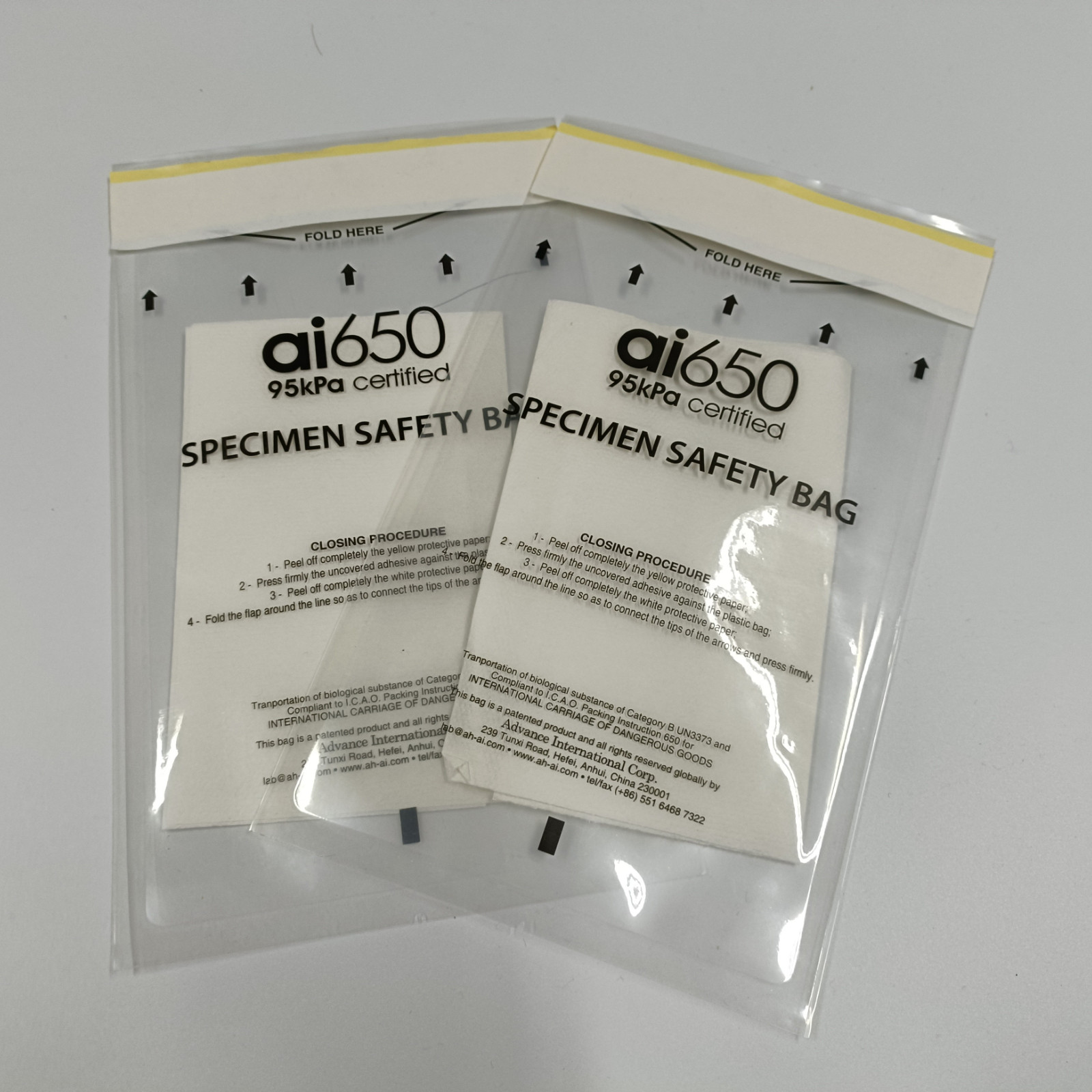 Lab Ai 650 Biohazard Specimen Bag 4 Slot Top Self Adhesive