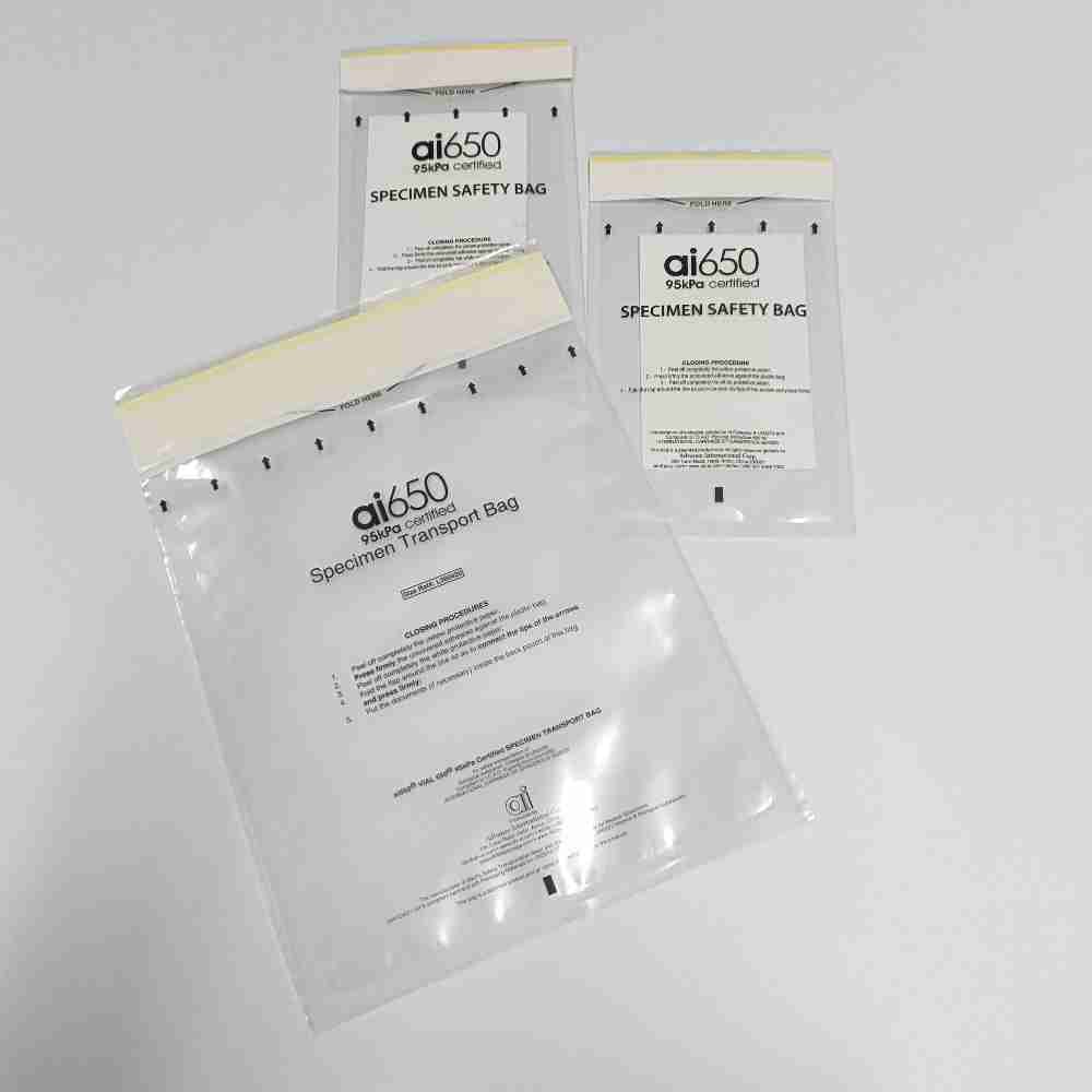 Customized Laboratory Specimen Bags With Biohazard Self Adhesive Top