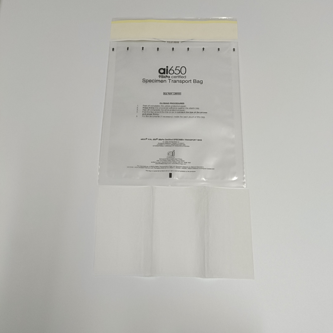 Plastic Lab Pathology 95kpa Specimen Transport Bag Medical Ziplock Sealing