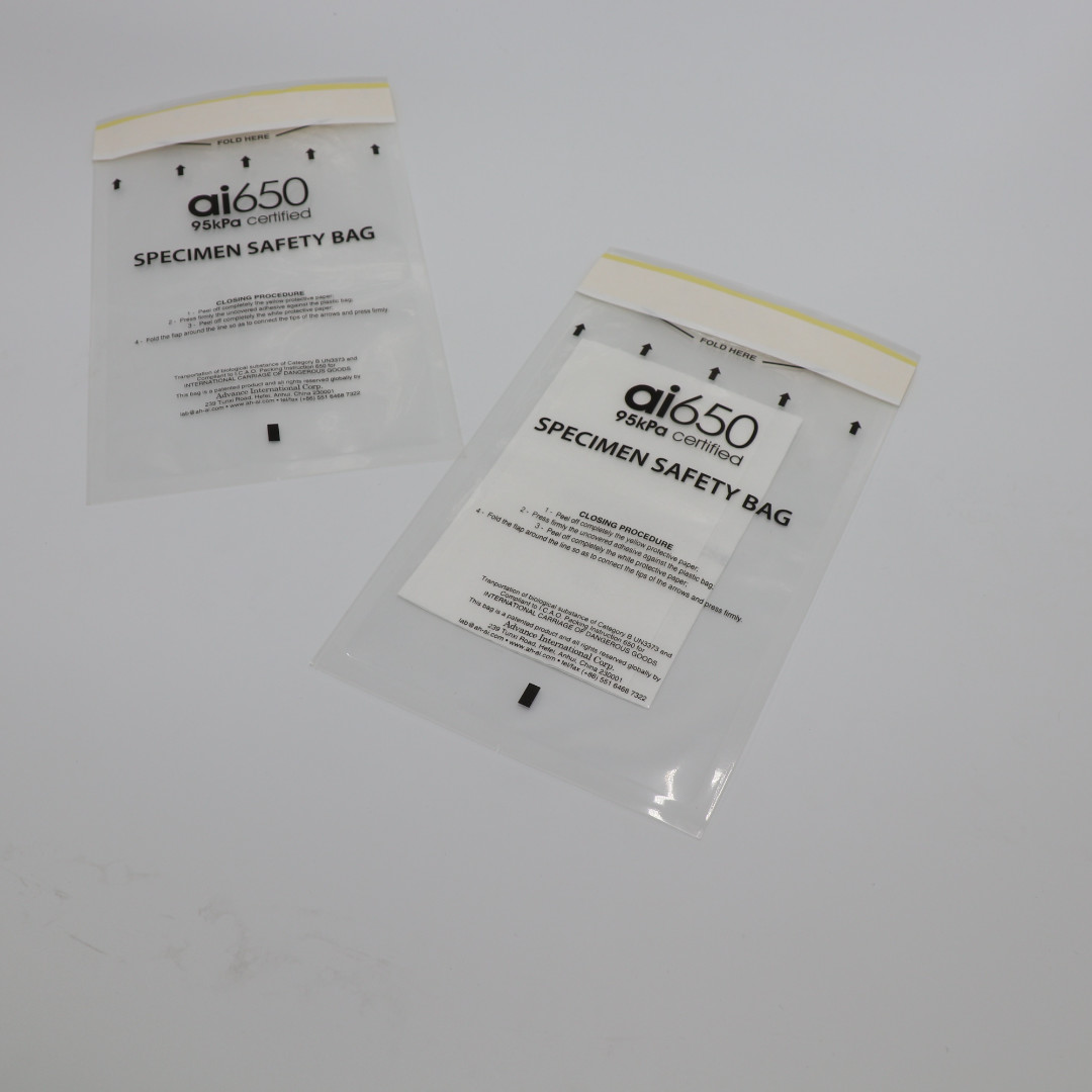 Pathology Lab Use Clear Plastic Specimen Biohazard Bags Gravure Printing
