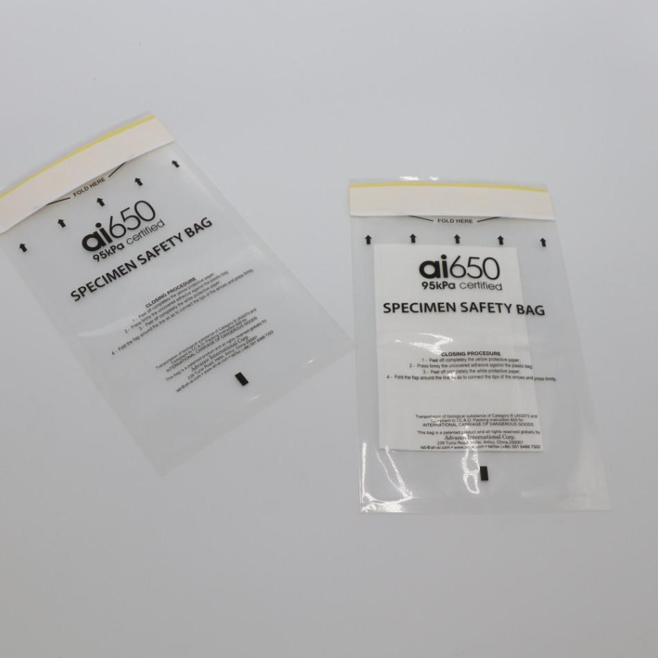 Laboratory Plastic Sealed Transport Biohazard Specimen Bag Custom Clear