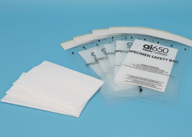 Biohazard Specimen 95kPa Bags Flexo Printing With Absorbent Pocket